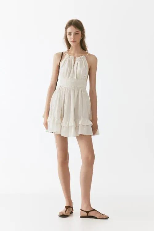 H&m Flared-skirt Linen-blend Dress