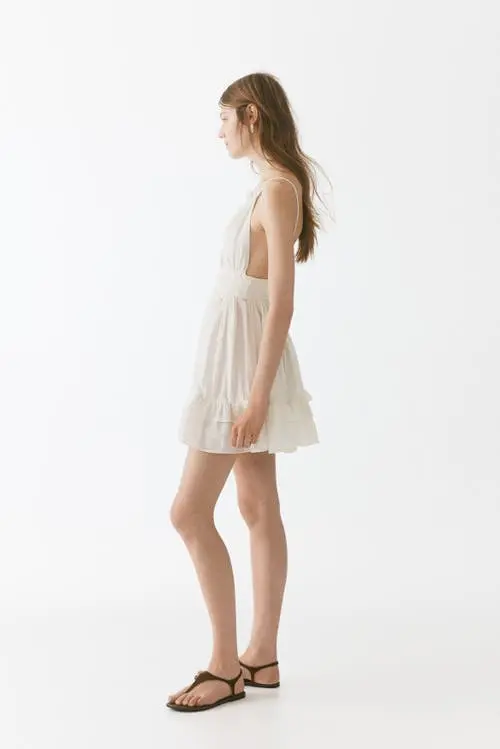 H&m Flared-skirt Linen-blend Dress