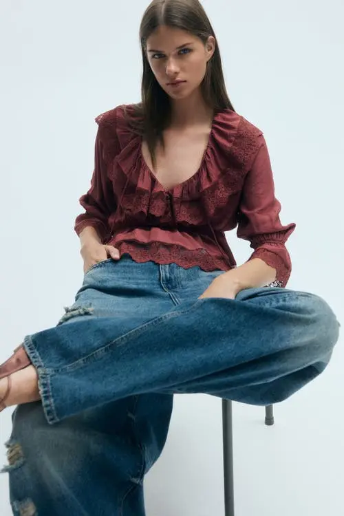 H&M Flounced Peplum Blouse