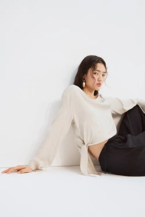 H&m One-shoulder Tie-detail Top