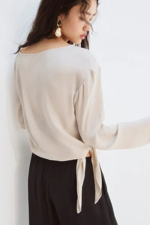 H&m One-shoulder Tie-detail Top
