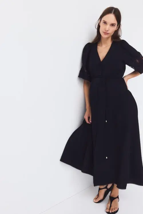 H&m Mama Crinkled Broderie Anglaise Dress