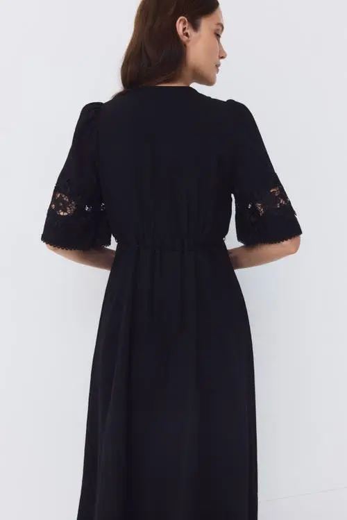 H&m Mama Crinkled Broderie Anglaise Dress