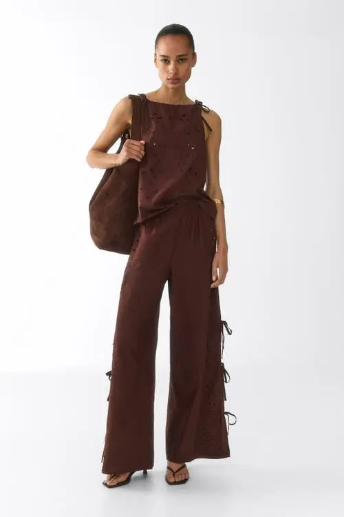 H&m Broderie Anglaise Tie-detail Trousers