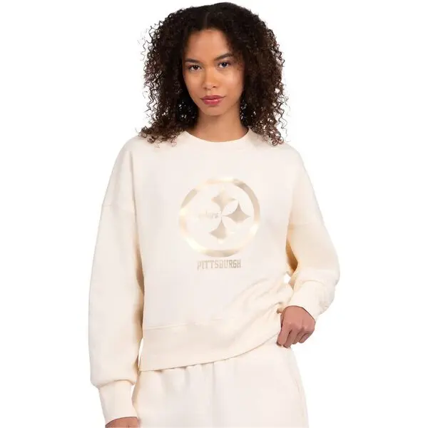 STARTER Pittsburgh Steelers Boxy Fleece Sweatshirt - Cream