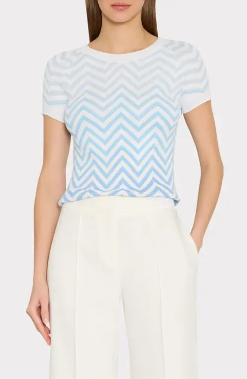 MILLY Kaira Metallic Stripe Crewneck Sweater - Blue Multi