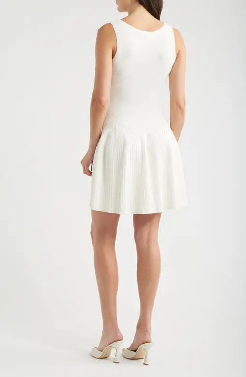 MILLY Marea Sleeveless Fit & Flare Sweater Dress - Ecru