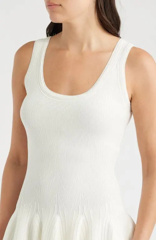 MILLY Marea Sleeveless Fit & Flare Sweater Dress - Ecru