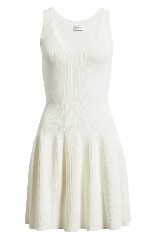 MILLY Marea Sleeveless Fit & Flare Sweater Dress - Ecru