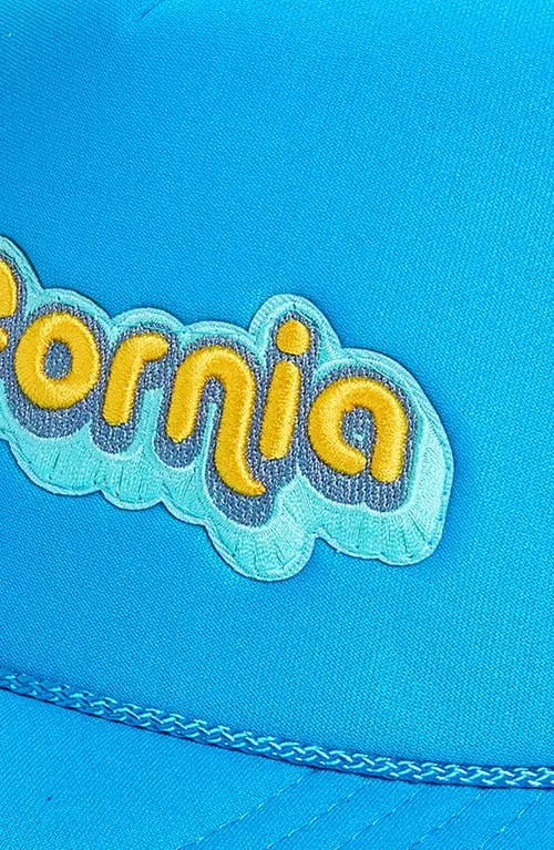 LOCAL BEACH California Patch Trucker Hat - Neon Blue