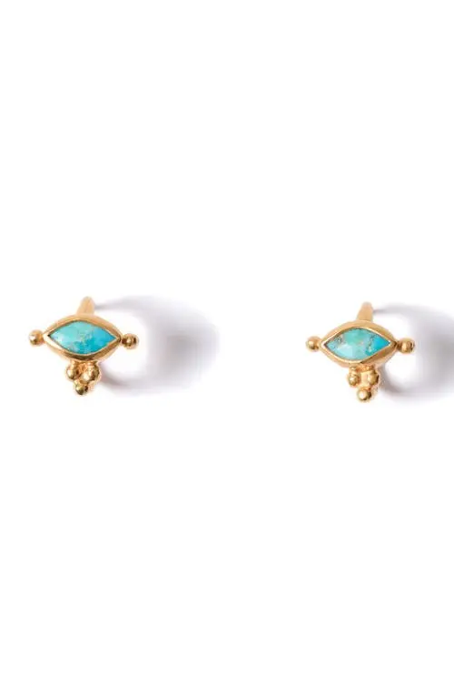 Chan Luu 18k Gold Plated Sterling Silver Stud Earrings - Turquoise