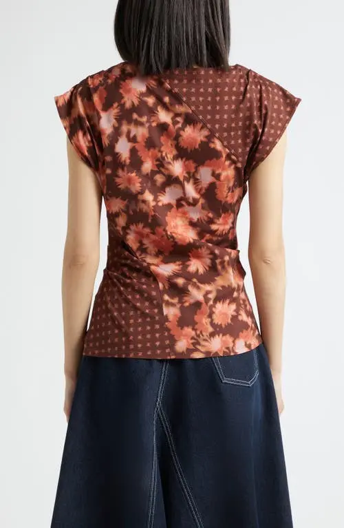 3.1 Phillip Lim Desert Floral Patchwork Cap Sleeve Cotton Top