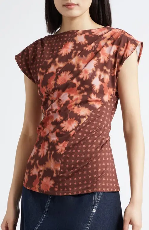 3.1 Phillip Lim Desert Floral Patchwork Cap Sleeve Cotton Top