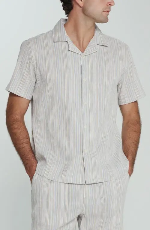 7 Diamonds The Verve Striped Camp Shirt - Blue