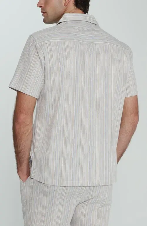 7 Diamonds The Verve Striped Camp Shirt - Blue