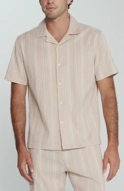 7 Diamonds The Verve Striped Camp Shirt - Tan