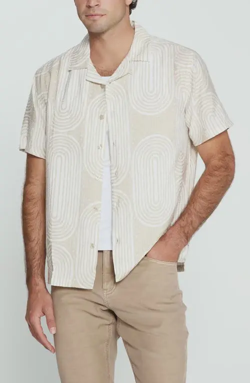 7 Diamonds Adrien Geometric Print Camp Shirt - Sand