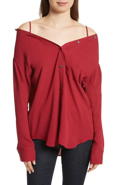 Theory Tamalee Silk Shirt - Bright Raspberry