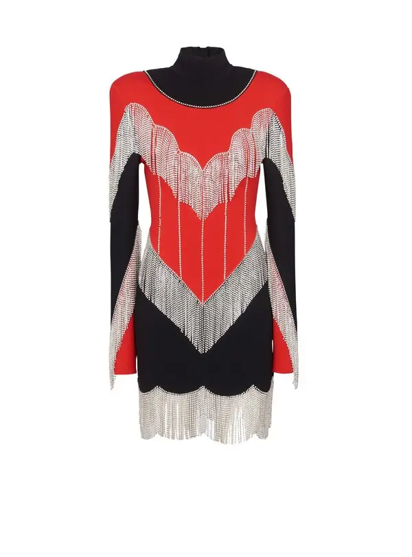 Balmain Fringed Knit Dress - Multicolor