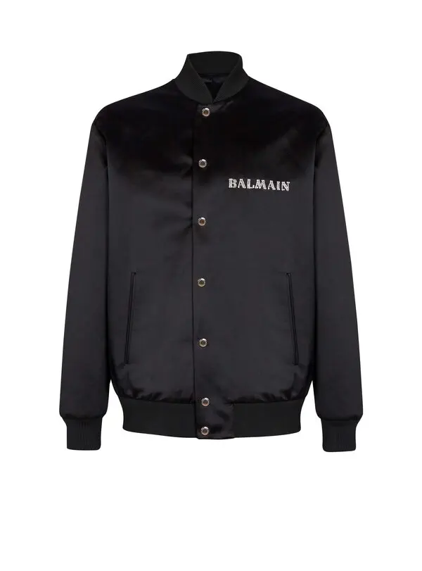 Balmain Satin Bomber Jacket With Galaxy Embroidery