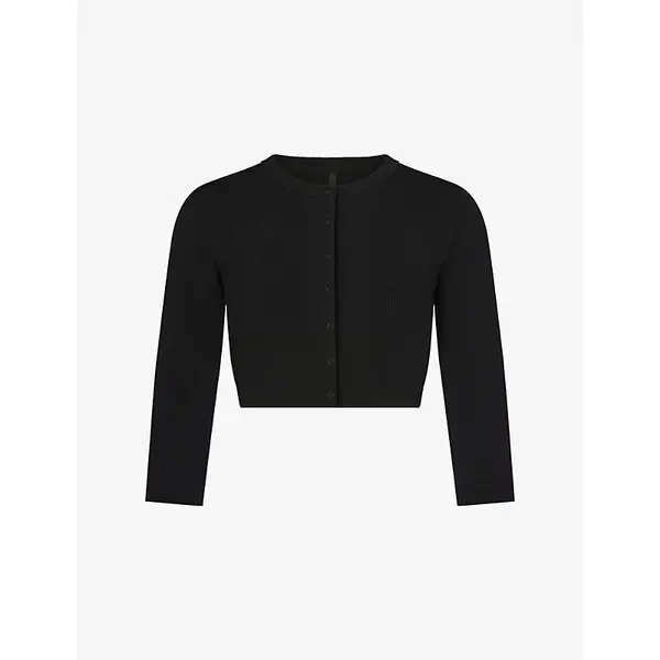 SKIMS Refined Knit Cropped Cardigan - Obsidian