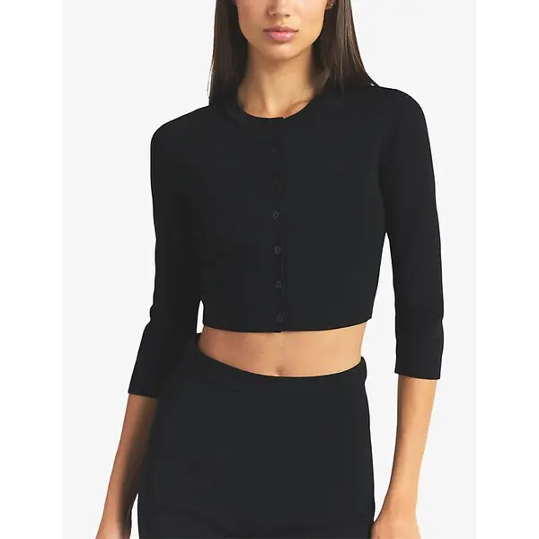 SKIMS Refined Knit Cropped Cardigan - Obsidian