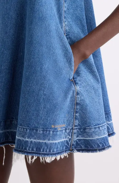 Givenchy Raw Hem Trapeze Denim Minidress