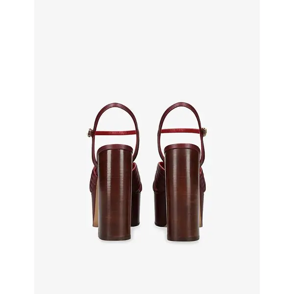 Valentino Garavani Leather Platform Sandals - Wine