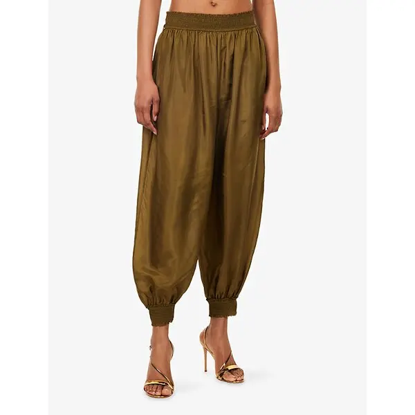 Zimmermann Silk Harem Trousers - Olive