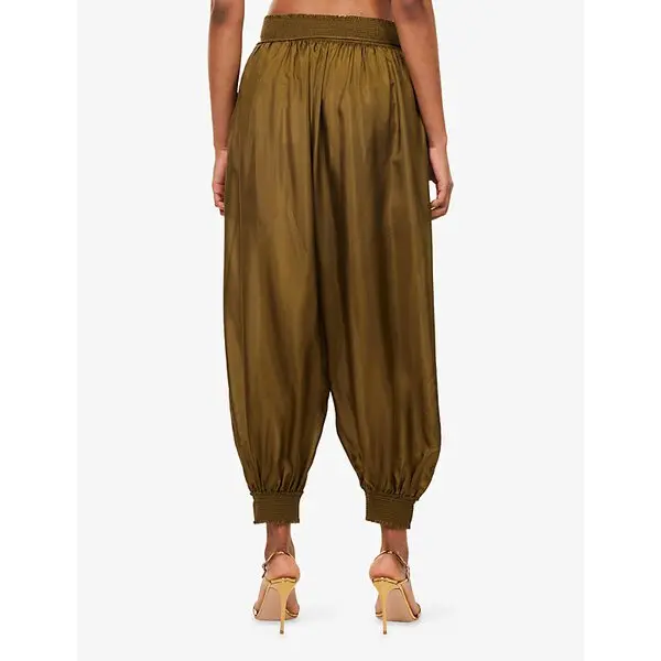 Zimmermann Silk Harem Trousers - Olive