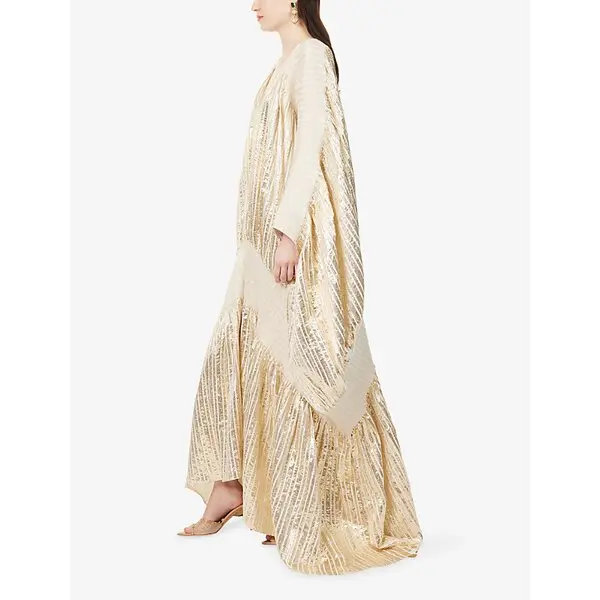 DIMA AYAD V-neck Metallic Woven Kaftan