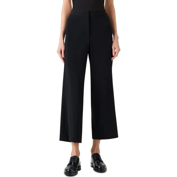 Akris Marlon Laser Cut Crepe Crop Wide Leg Pants - Black