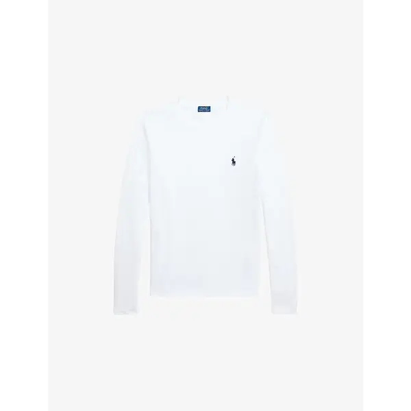 Polo Ralph Lauren Embroidered Long Sleeve Cotton T-shirt - White