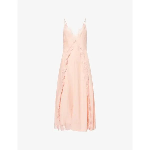 Stella McCartney Lace-trimmed Silk Midi Cami Dress - Soft Rose