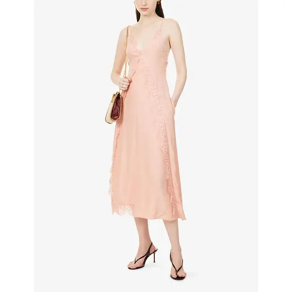 Stella McCartney Lace-trimmed Silk Midi Cami Dress