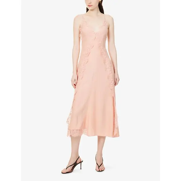 Stella McCartney Lace-trimmed Silk Midi Cami Dress