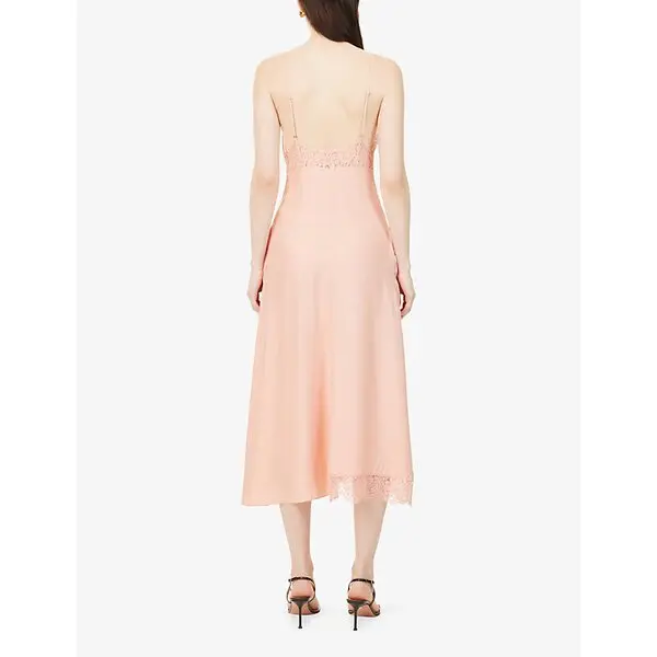 Stella McCartney Lace-trimmed Silk Midi Cami Dress