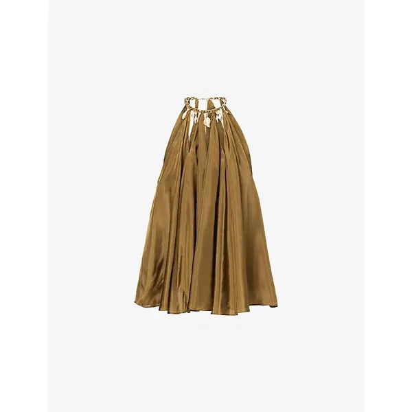 Zimmermann Mahon Chain Neck Silk Blouse - Olive