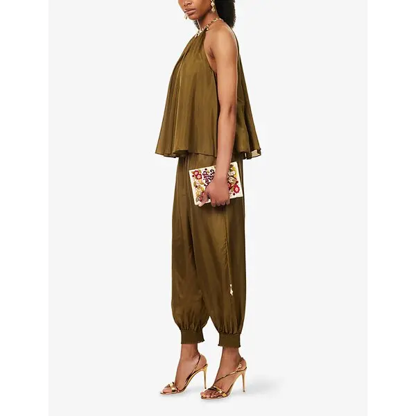 Zimmermann Mahon Chain Neck Silk Blouse - Olive