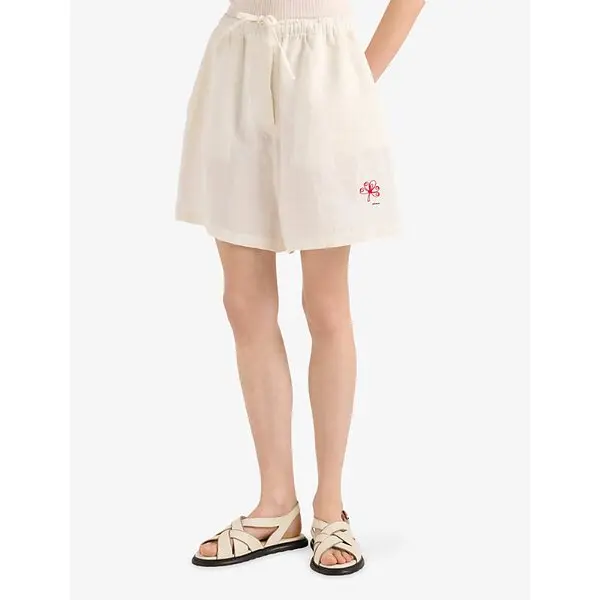 Prada Embroidered Linen Shorts