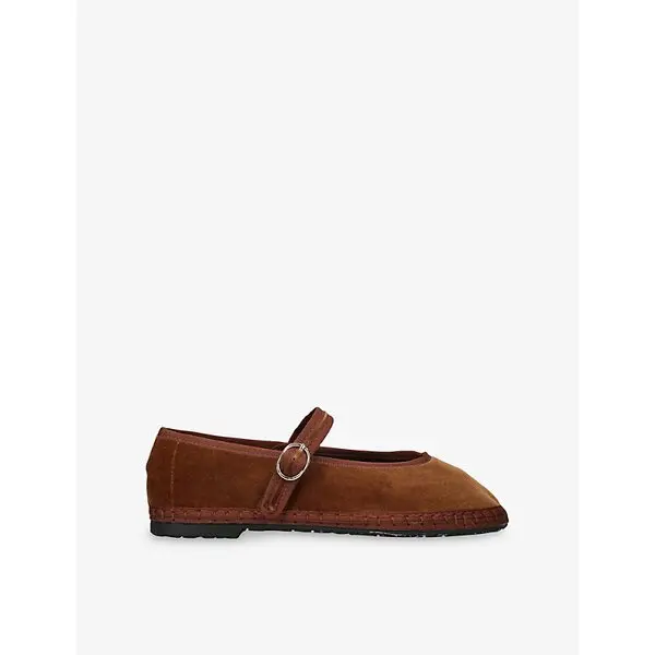 FLABELUS Pierre Cotton-velvet Ballet Flats - Brown