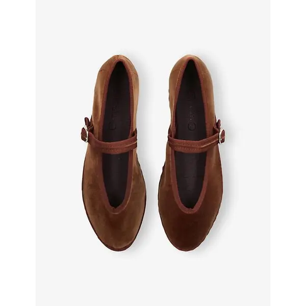 FLABELUS Pierre Cotton-velvet Ballet Flats - Brown