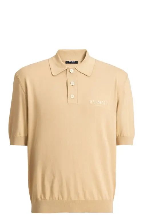 Balmain Embroidered Vintage Polo - Beige