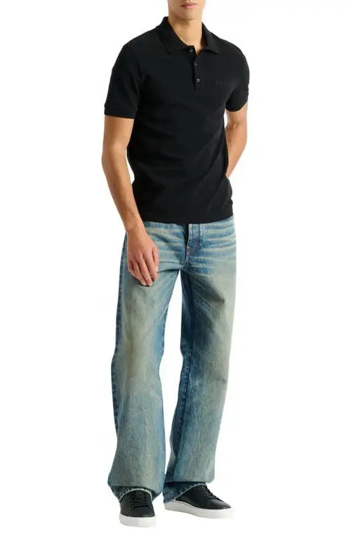Balmain Embroidered Vintage Polo - Black