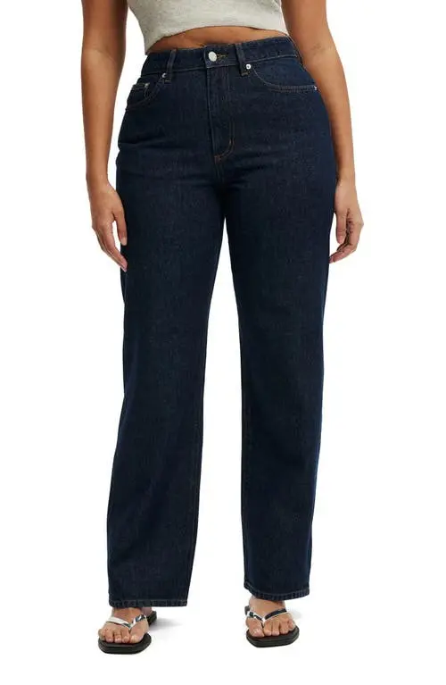 COTTON ON Curvy '91 High Waist Straight Leg Jeans - Aries Blue