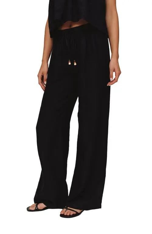 Bella Dahl Beaded Drawstring Linen Blend Wide Leg Beach Pants