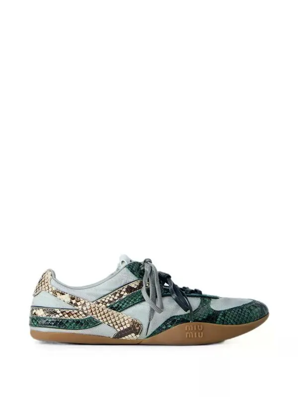 Miu Miu Snakeskin-effect Lace-up Sneakers
