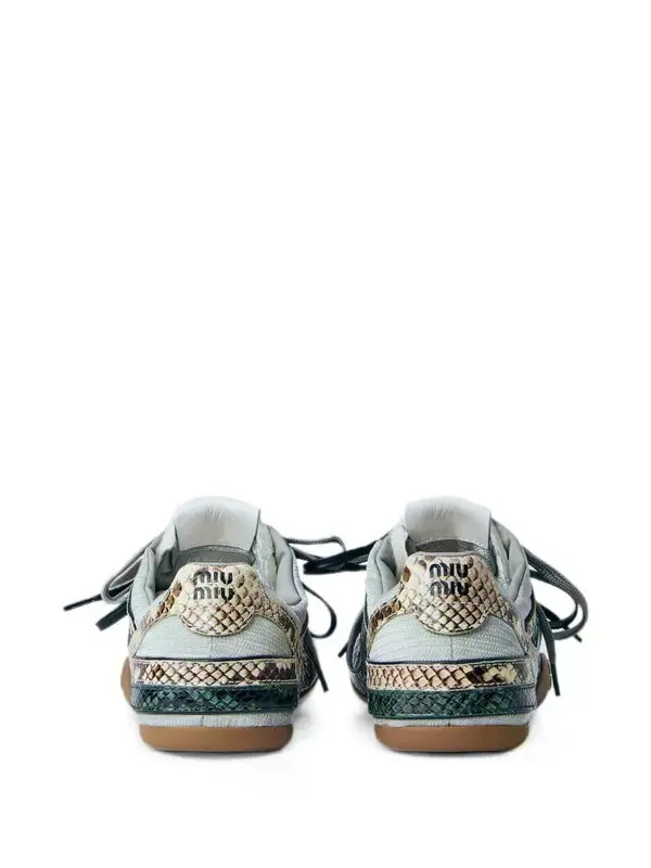 Miu Miu Snakeskin-effect Lace-up Sneakers