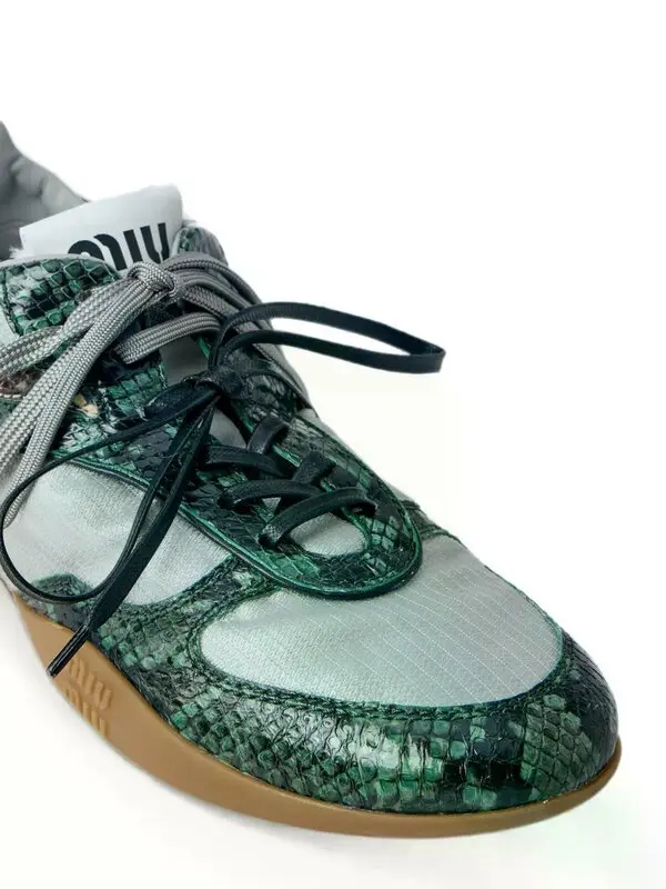 Miu Miu Snakeskin-effect Lace-up Sneakers