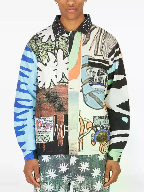 DRX X STEFAN MEIER X LN-CC Graphic Print Cotton Jacket - Neutrals